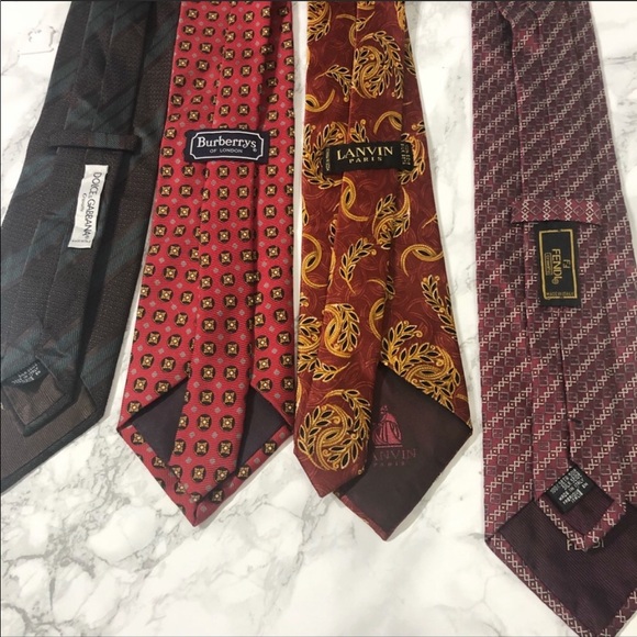 Burberry | Accessories | Luxury Tie Lot Fendi Ff Tie Dg Lanvin Burberry ...